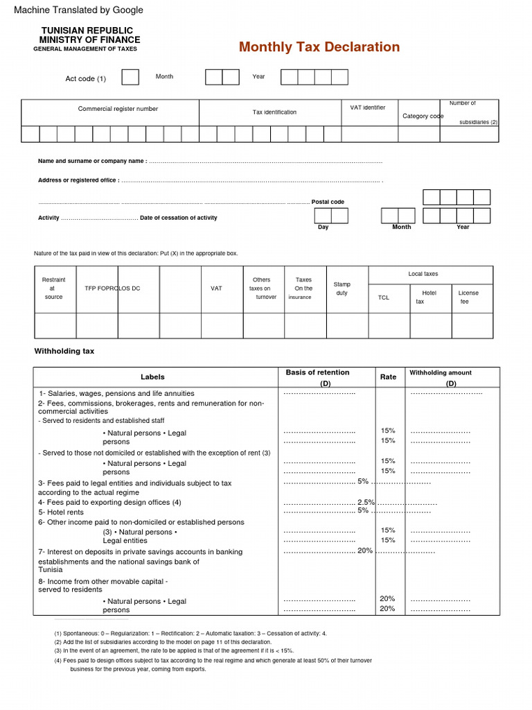 Tax Monthly Declaration | PDF | Taxes | Public Finance