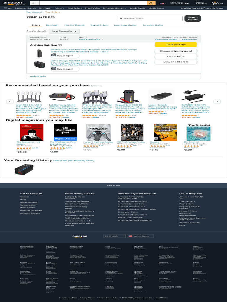 Your Orders | PDF | Amazon Kindle | Battery Charger