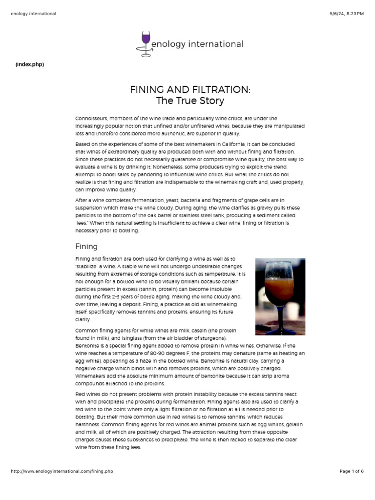 FINING and FILTRATION Enology International | PDF | Winemaking | Grape