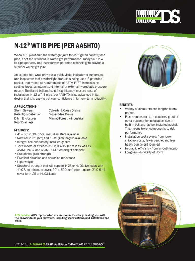 Sell Sheet N-12 WT-IB-AASHTO (10582) 10-18) | PDF | Pipe (Fluid ...