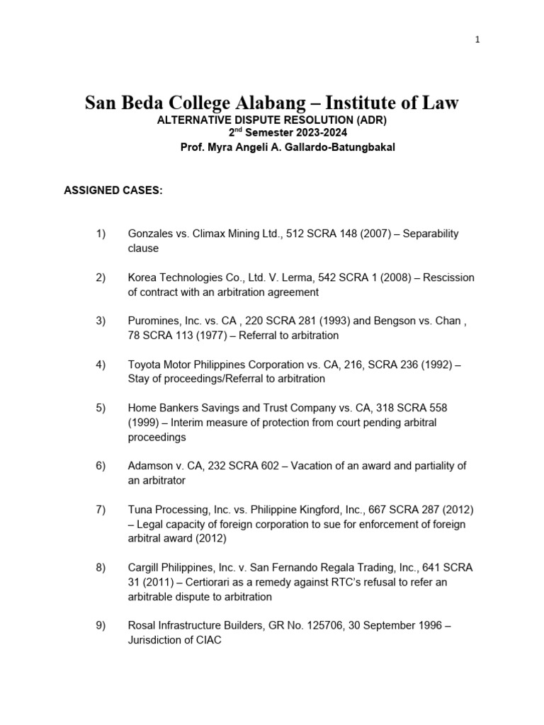 Adr Assigned Cases | PDF