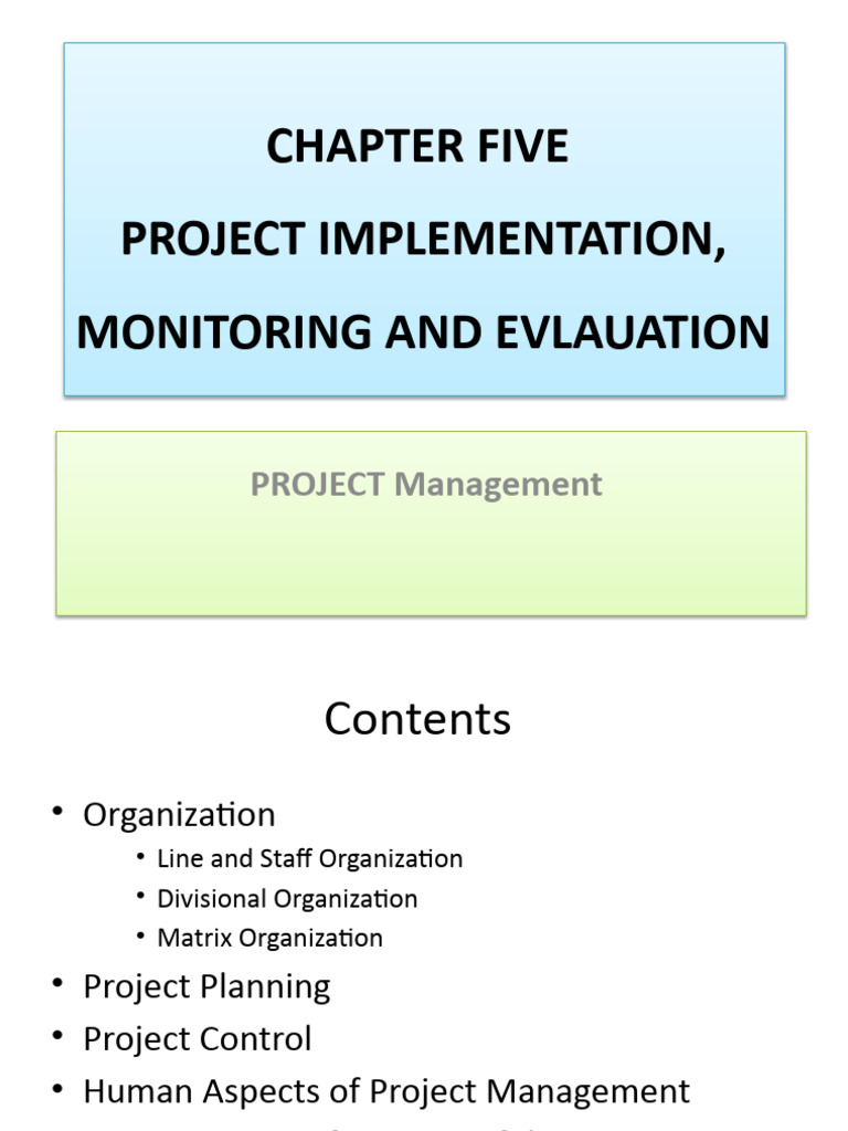 PM Ch-5 - Project Implementation and Evaluation | PDF | Evaluation | Project Management