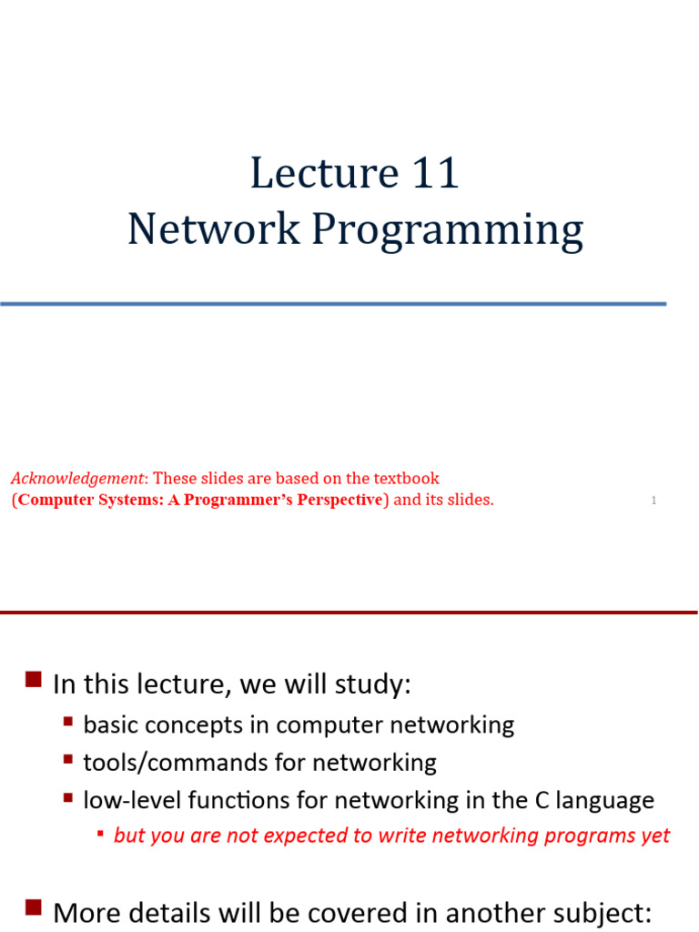 LEC11-netprog v2 | PDF | Internet Protocol Suite | Port (Computer Networking)