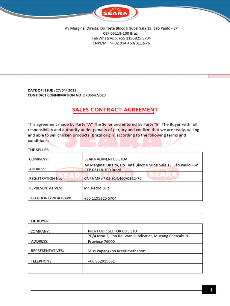 Draft Contract Agreement Seara | PDF | Business Law