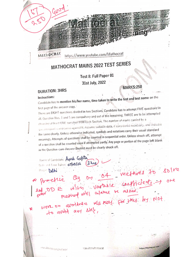 Test 8 - Ayush Gupta | PDF