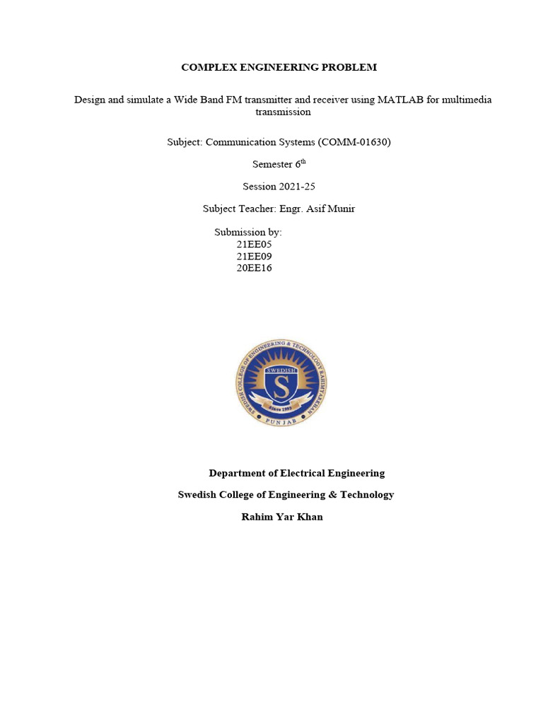 CEP Report 6th | PDF | Frequency Modulation | Radio