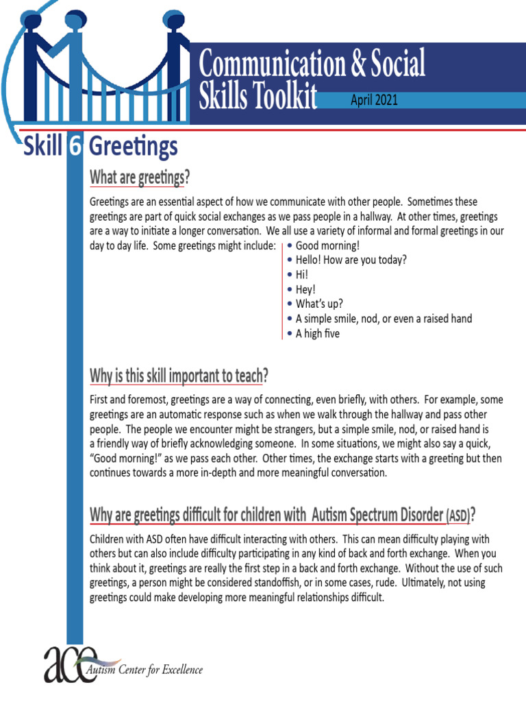 Skill 6 Greetings | PDF | Body Language | Human Communication