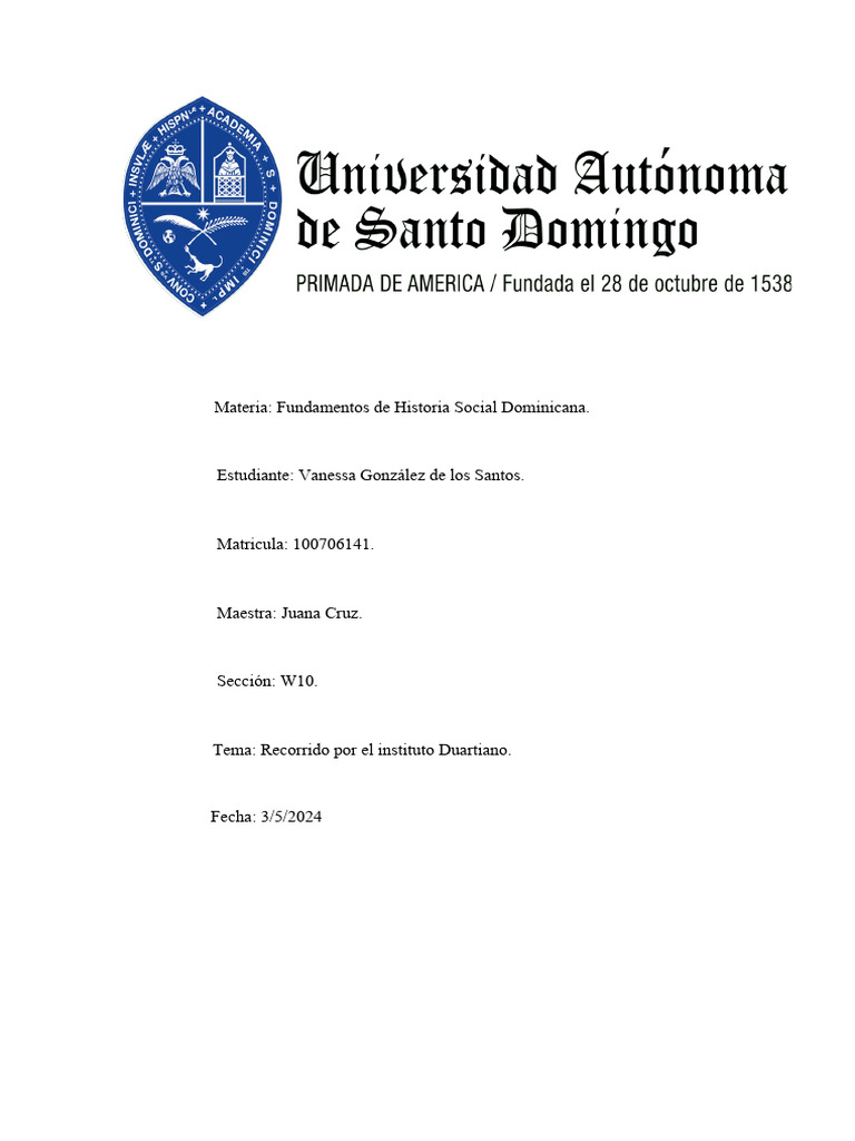 Recorrido por el Instituto Duartiano | PDF | República Dominicana