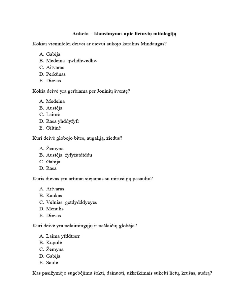 Klausimynas Apie Mitologiją | PDF