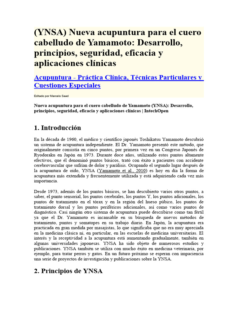 Craneopuntura YNSA: Principios y Aplicaciones | PDF | Acupuntura | Dolor