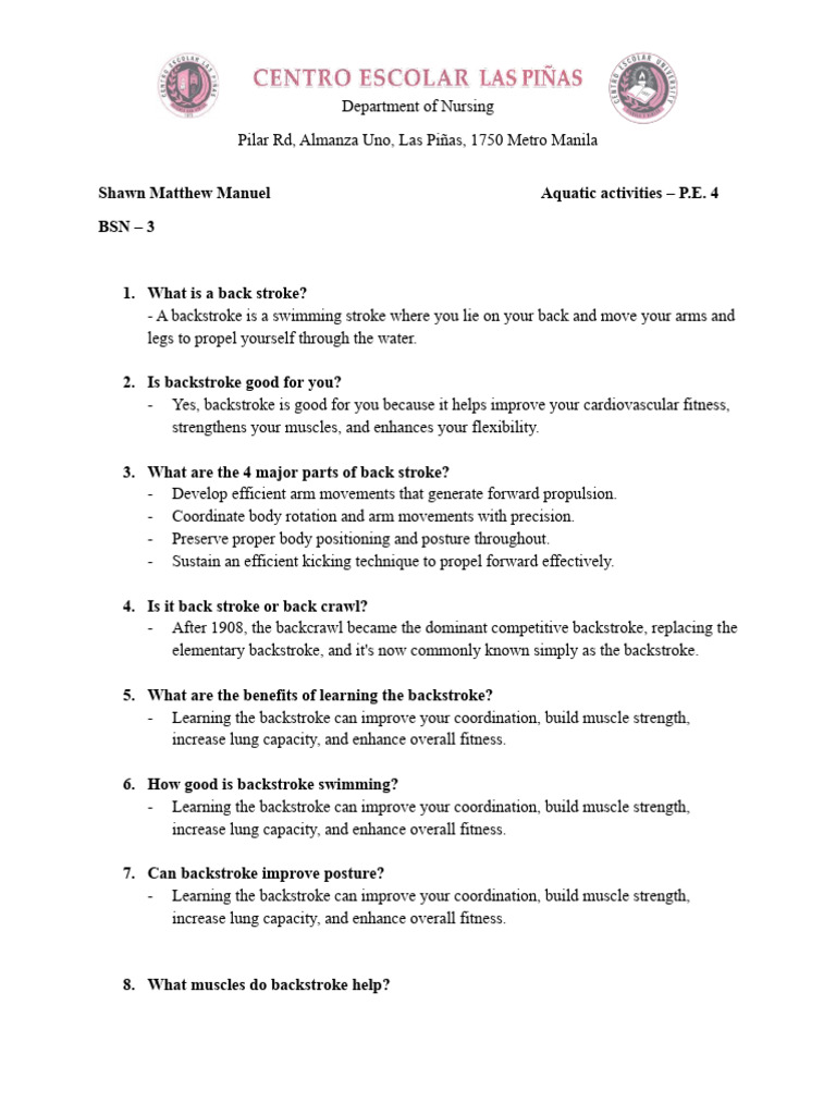 Shawn Matthew Manuel Aquatic Activities | PDF | Swimming