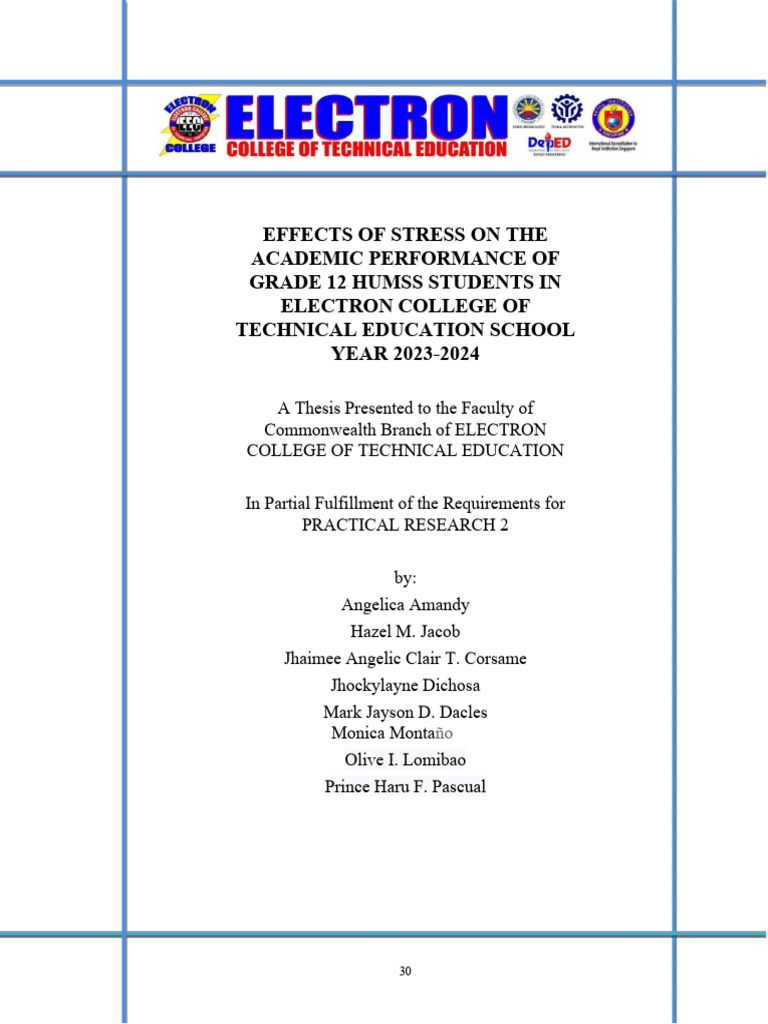 Effects of Stress On The Academic Performance of Grade 12 Humss ...