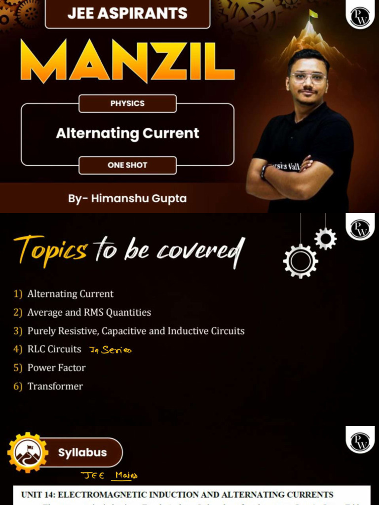 Alternating Current _ Class Notes (One Shot) __ Manzil JEE 2024 | PDF Alternating Current _ Class Notes (One Shot) __ Manzil JEE 2024 | PDF