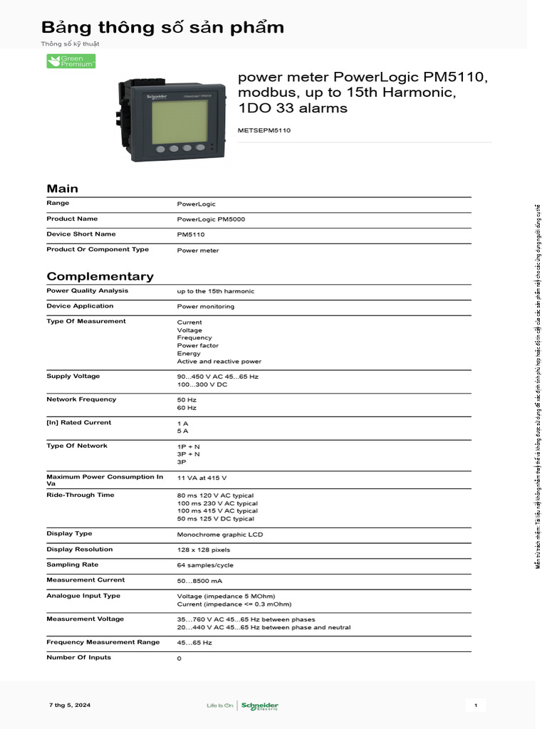 Schneider Electric - PowerLogic-PM5000-Power-Meters - METSEPM5110 | PDF ...