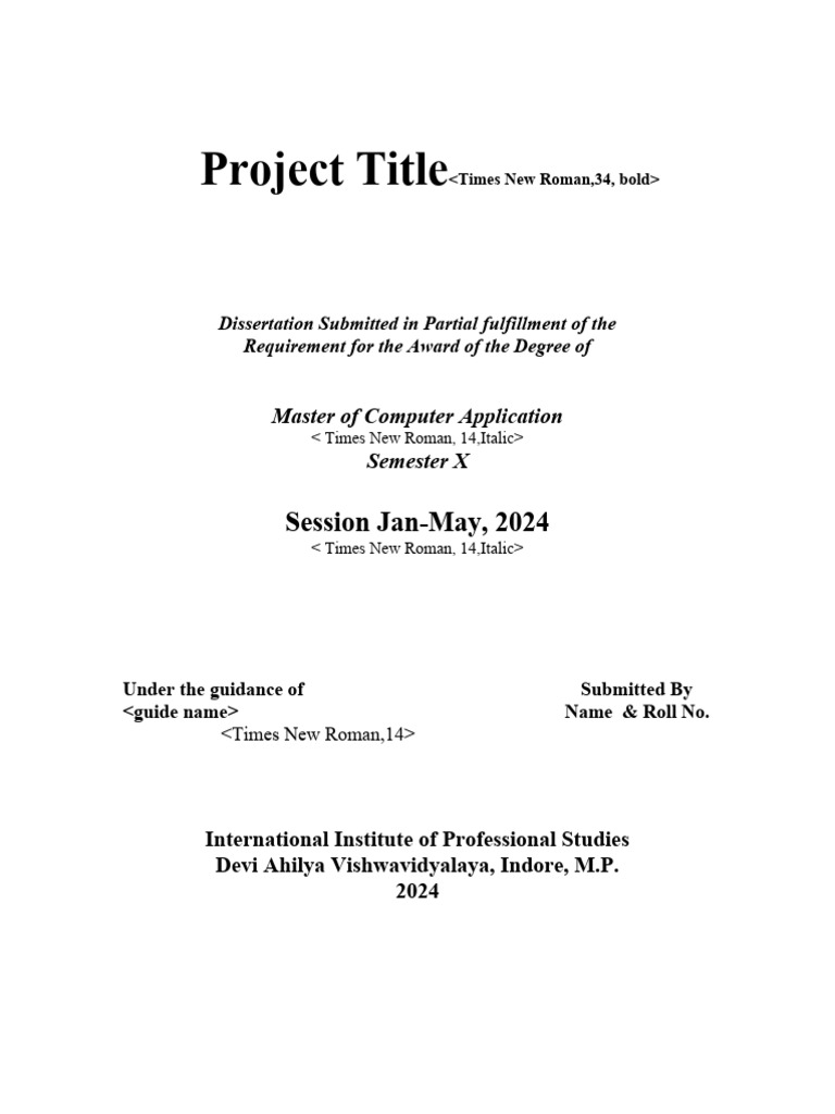 MCA X Project Report Format 2024 | PDF | Thesis | Intellectual Property Law