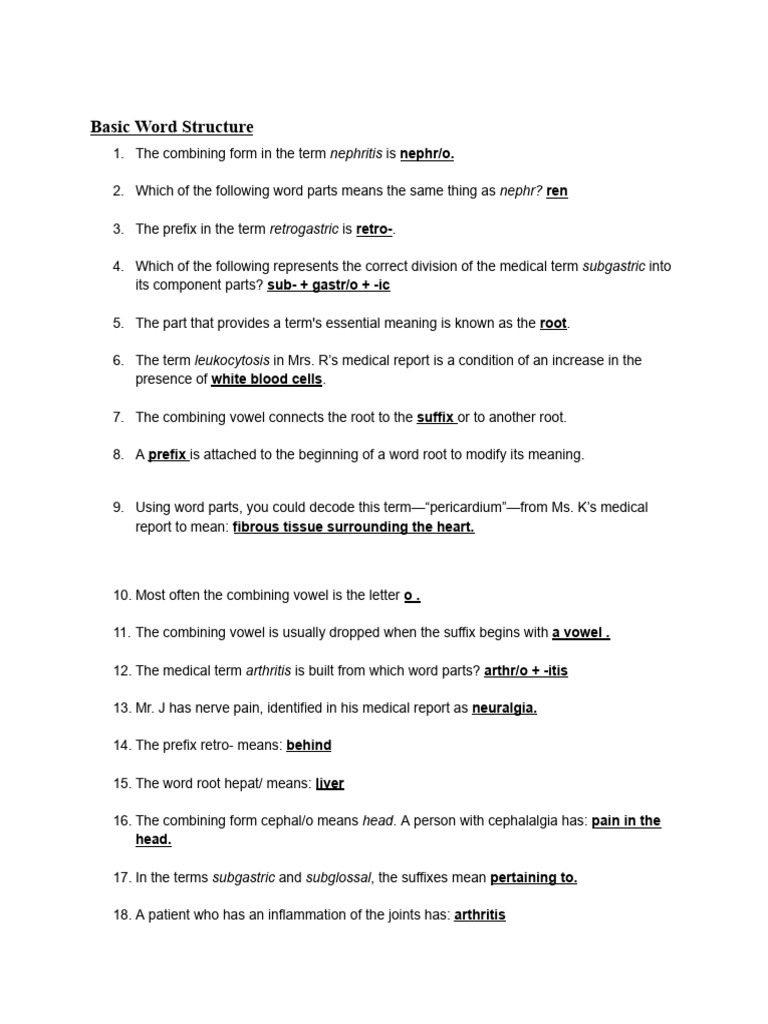Understanding Medical Word Structure | PDF | Diseases And Disorders ...