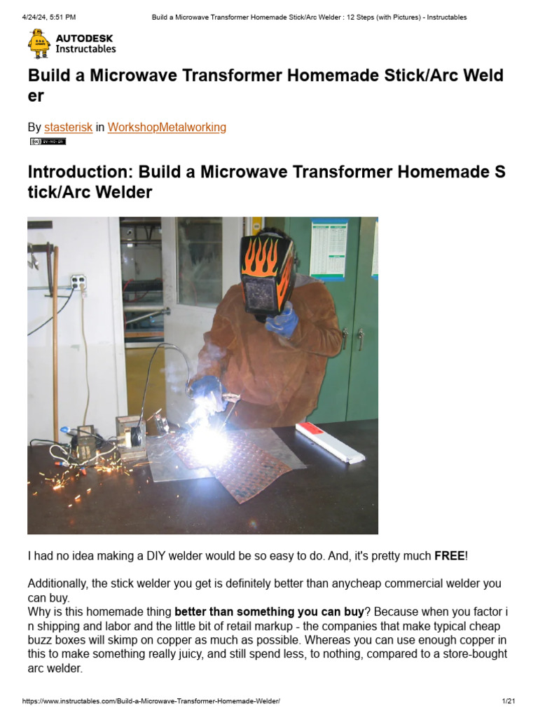 Build A Microwave Transformer Homemade Stick - Arc Welder - 12 Steps ...