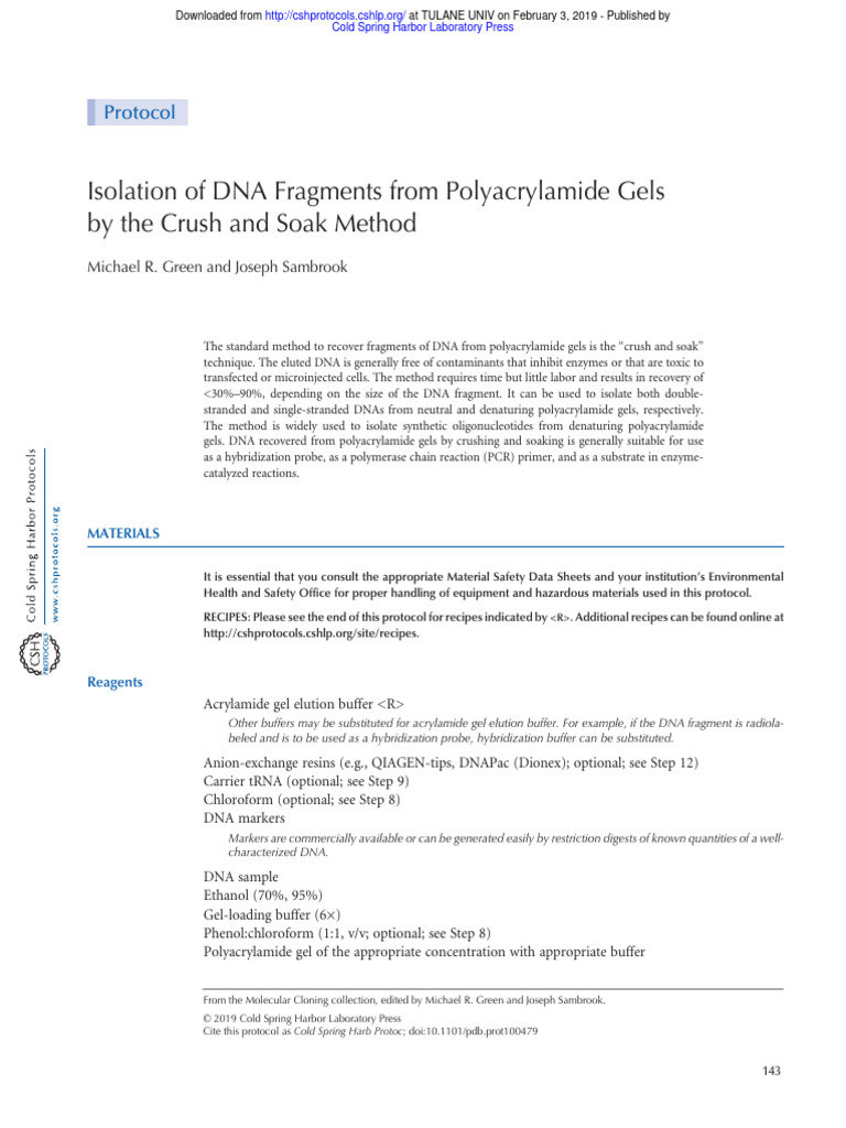 DNA Fragment Isolation from Gels | PDF | Gel Electrophoresis ...
