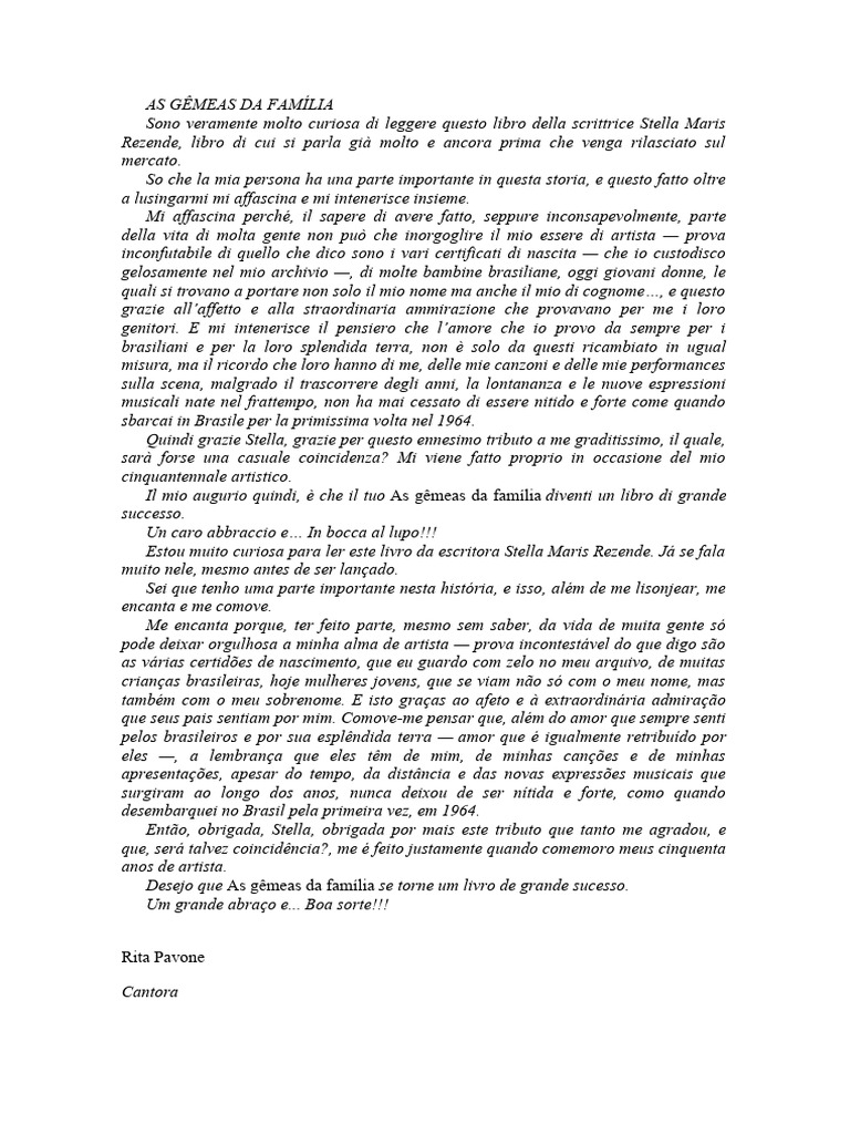 AS GÊMEAS DA FAMÍLIA | PDF | Cães | Tempo