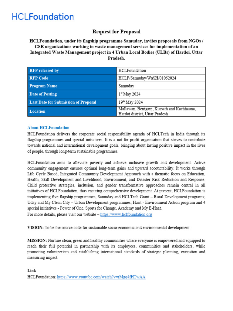 RFP Scope System Strengthing 4 ULB Final | PDF | Waste Management | Taxes