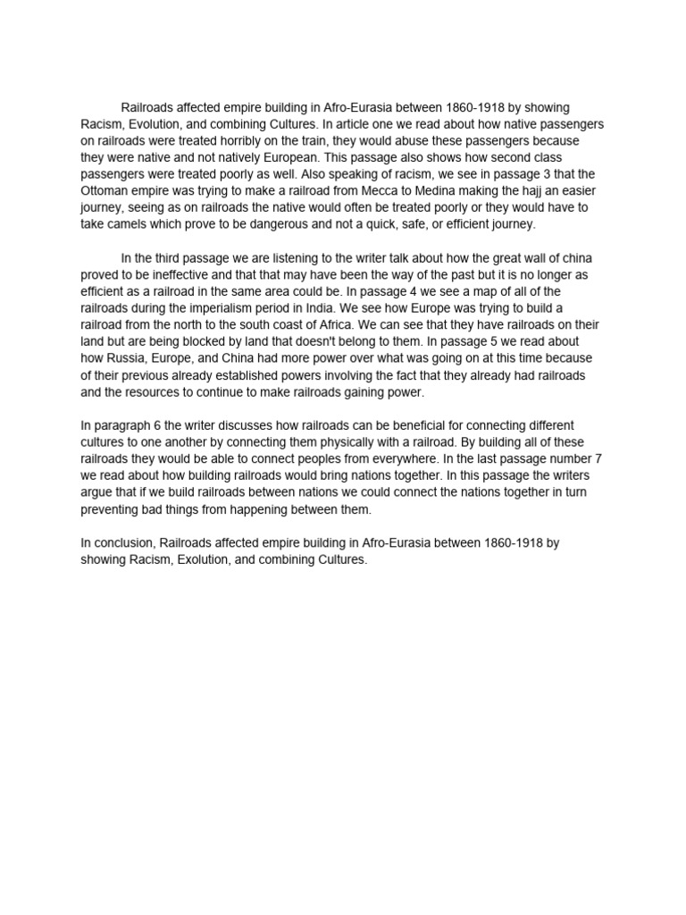 DBQ - Railroads and Empire Building | PDF