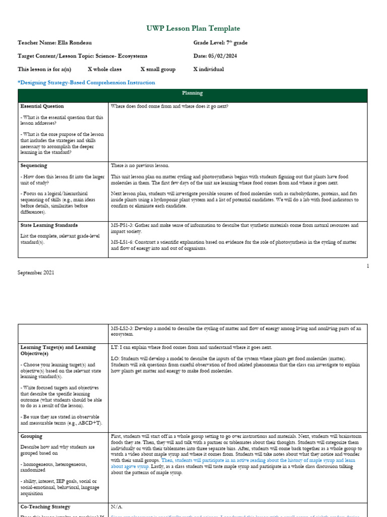 Edu 440 Lesson Plan Comprehension-Merged | PDF | Educational Assessment ...