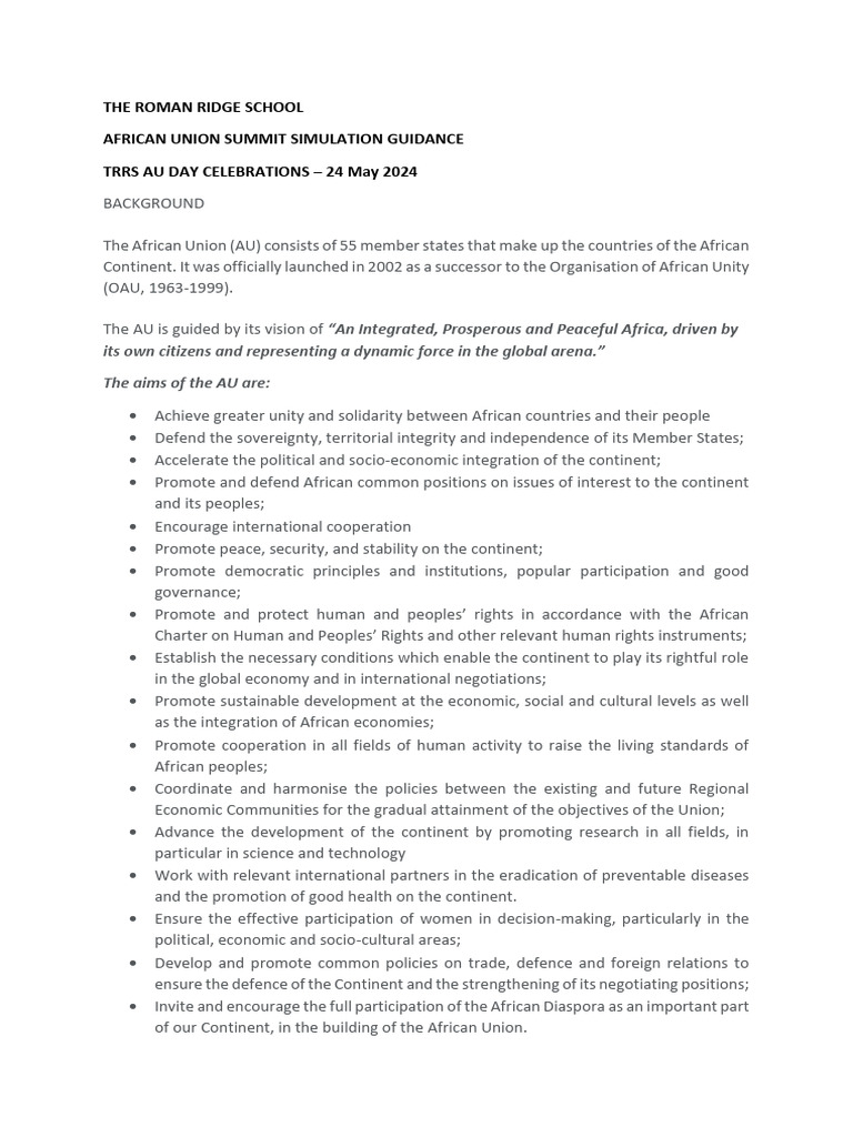 Theme For 2024 AU Day Celebration | PDF | African Union