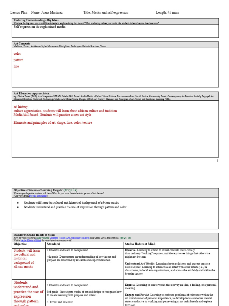 Masks and Self Expression | PDF | Learning | The Arts