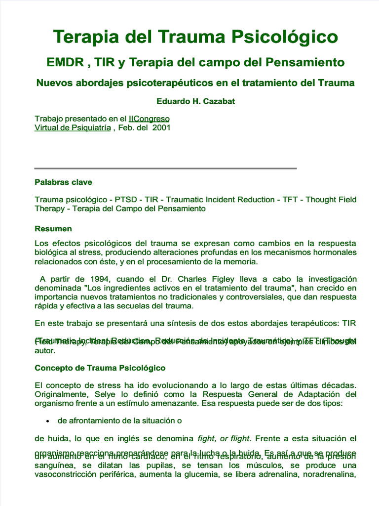 PDF Emdr Terapia Del Trauma Psicologico - Compress | PDF | Trauma psicólogico ...