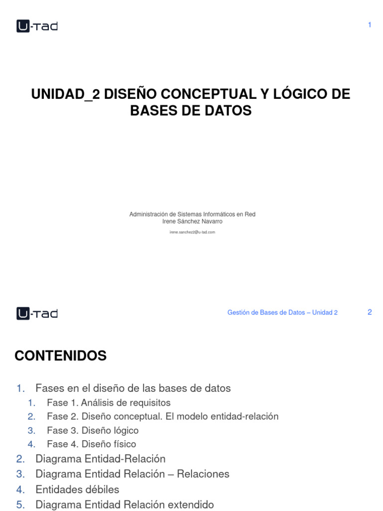 Unidad_2_Diseño Conceptual y Lógico de Bases de Datos | PDF | Base de datos relacional | Bases ...