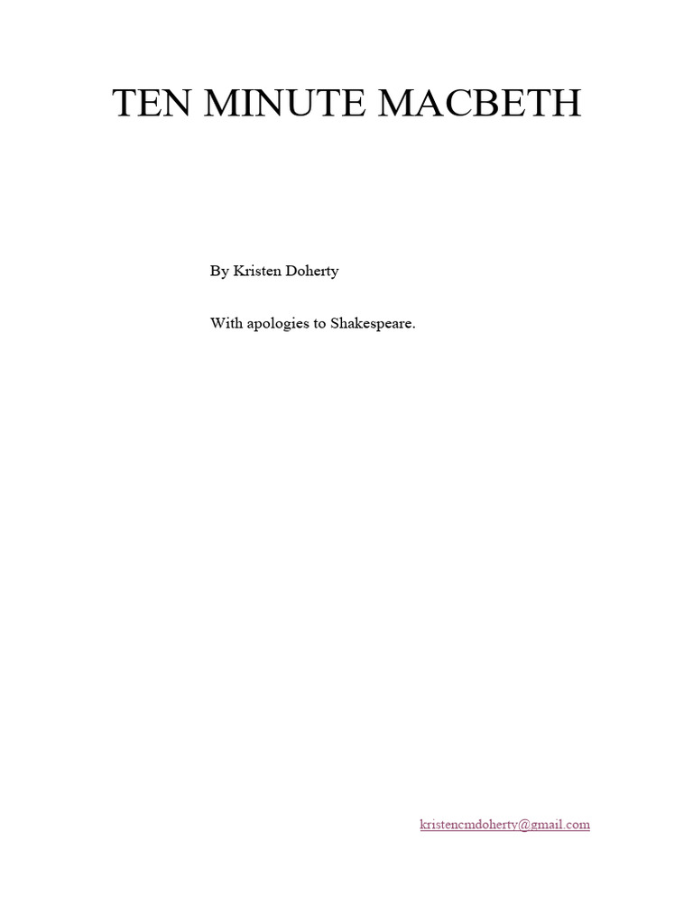 Ten Minute Macbeth | PDF | Macbeth | Shakespearean Tragedies