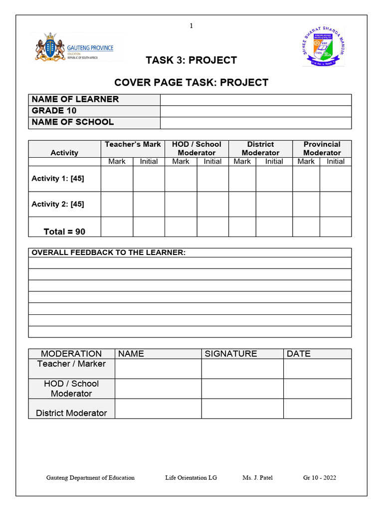 Grade 10 Project Learner Guide 2022 | PDF