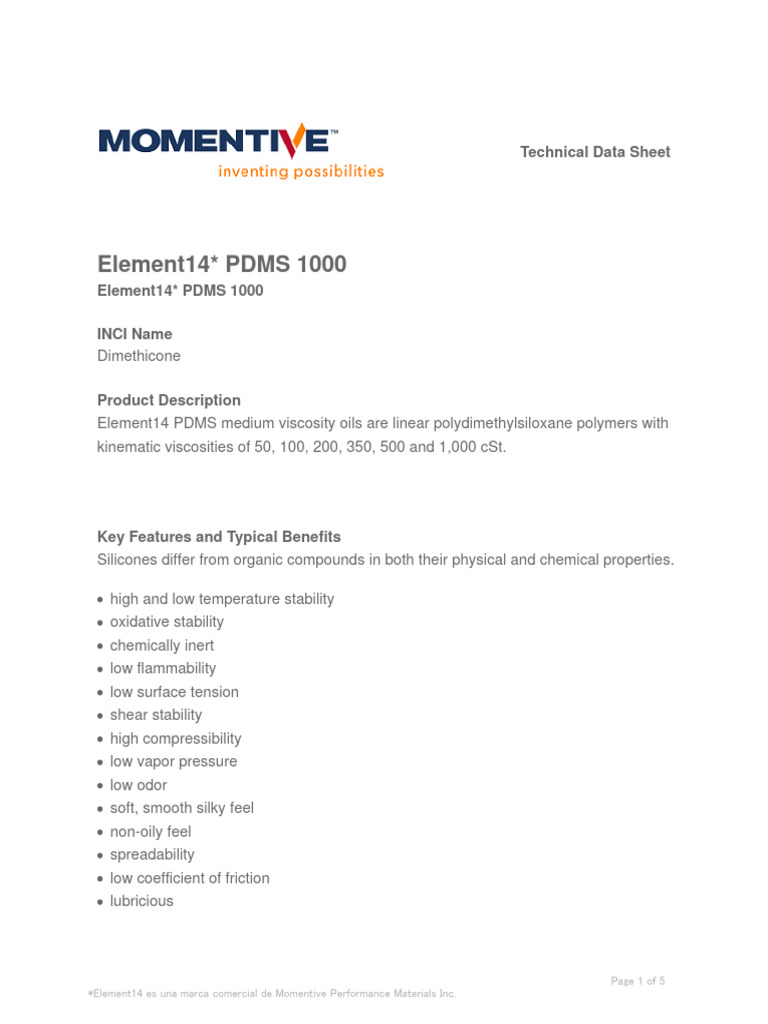 Element14 Pdms 1000 | PDF | Viscosity | Patent