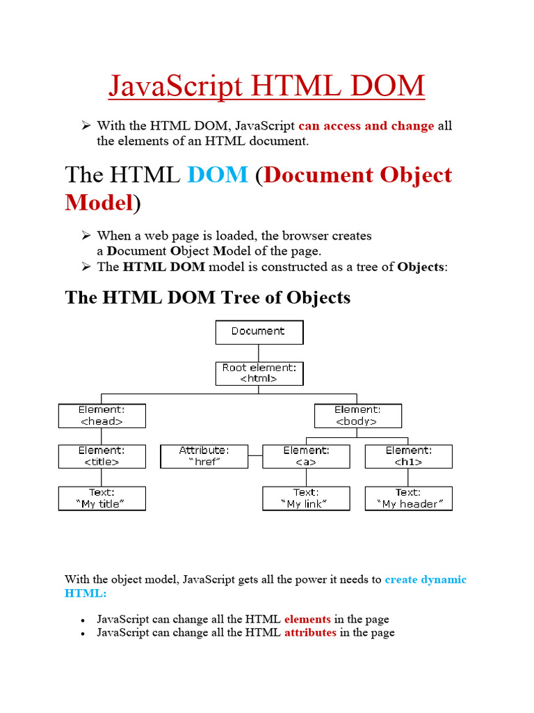 JavaScript HTML DOM | PDF | Document Object Model | Html JavaScript HTML DOM | PDF | Document Object Model | Html