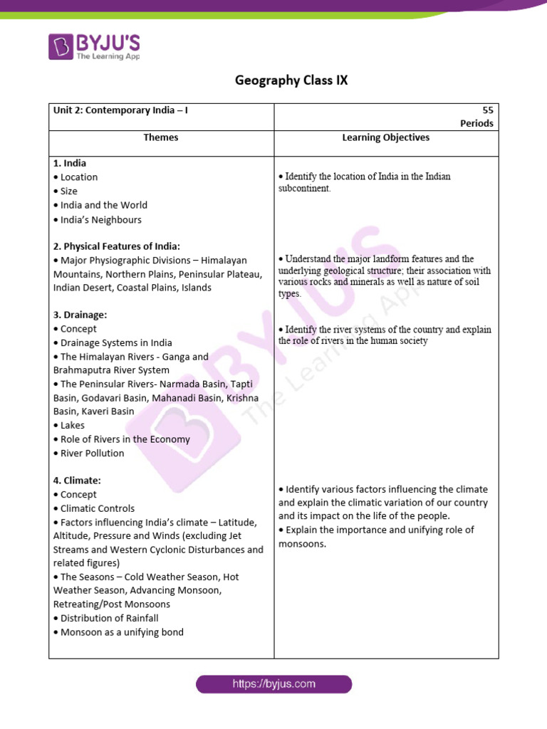 Class 9 Geography Syllabus Overview | PDF | Forests | River