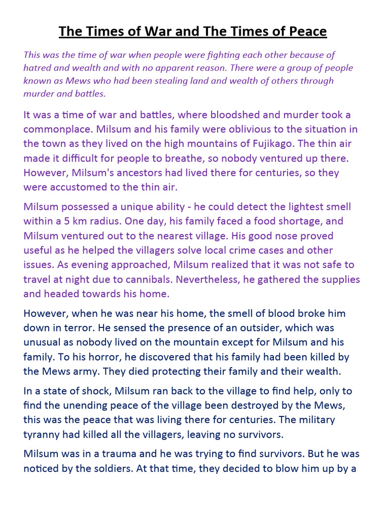 The Times of War and The Times of Peace (Short Story) by Hamzah (1) (1 ...