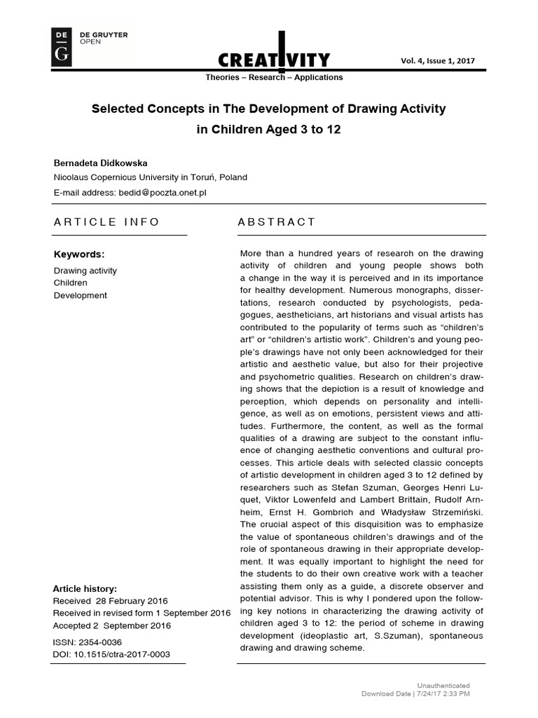 Selected Concepts in The Development of Drawing Ac | PDF | Experience ...
