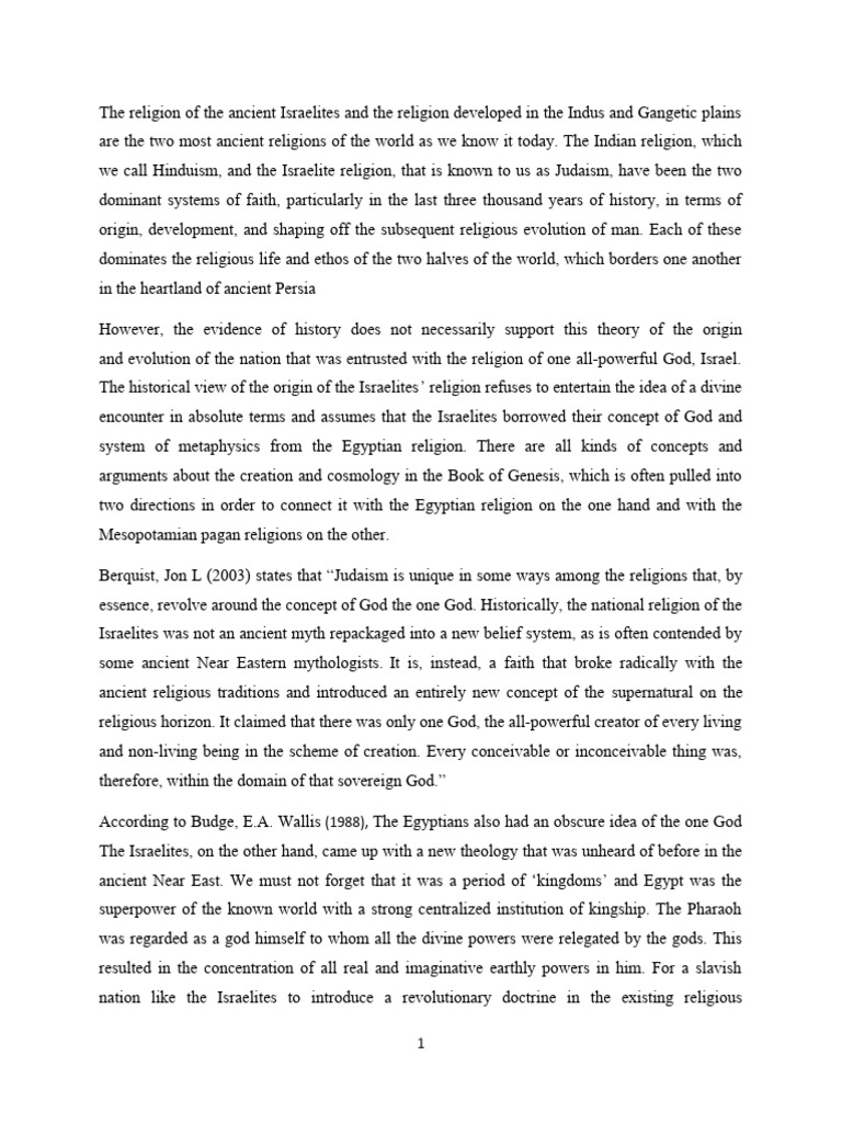 The Religion of The Ancient Israelites and The Religion Developed in ...