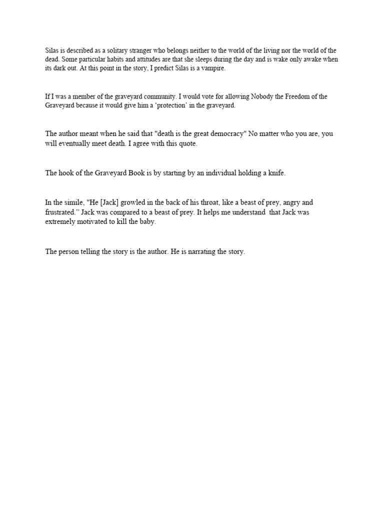 Analysis of Silas in The Graveyard Book | PDF