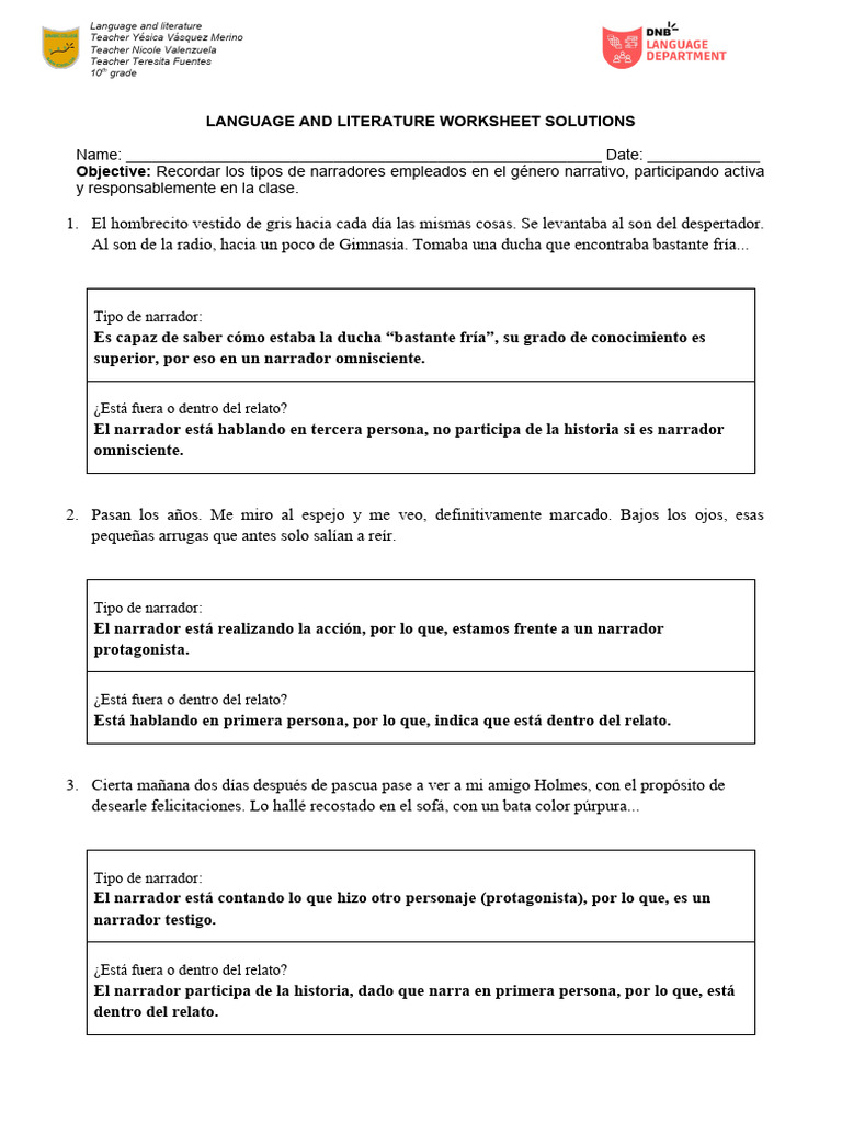 Worksheet 2do Medio Solucionario | PDF