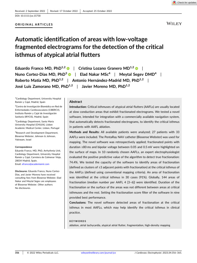 Cardiovasc Electrophysiol - 2022 - Franco - Automatic Identification of ...