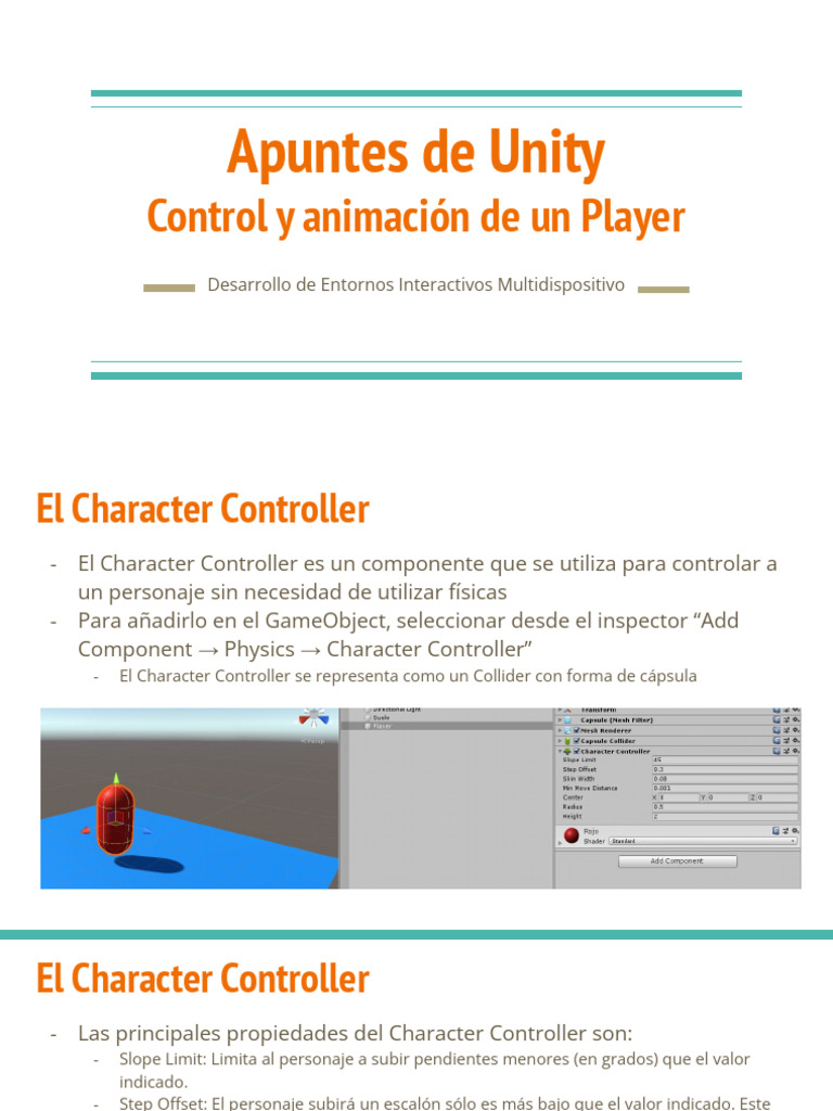 Unity3D ANIMACIÓN DE UN PLAYER | PDF | Unidad (motor de juego) | Animación
