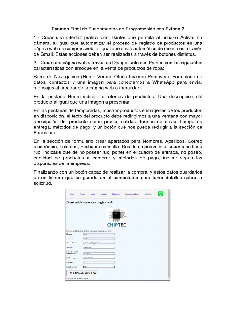 Examen Final de Fundamentos de Programación Con Python 2 | PDF | Informática