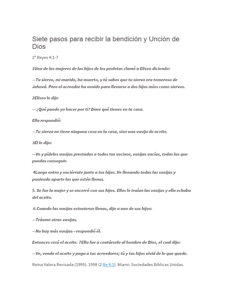 Siete Pasos Para Recibir La Bendición y Unción de Dios | PDF | La unción | espíritu Santo