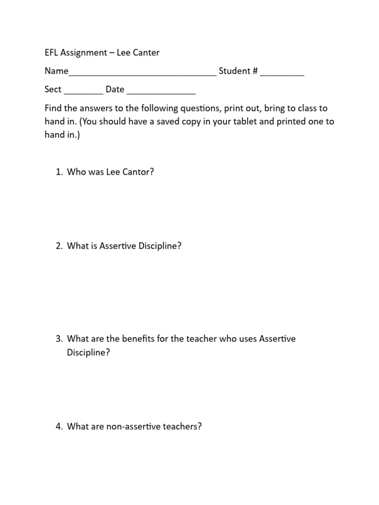EFL Assertive Discipline Assignment | PDF