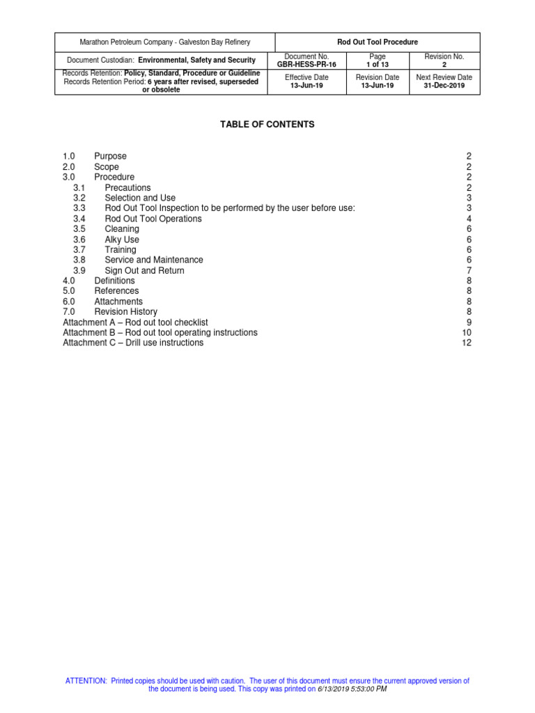 Rod Out Procedure | PDF | Valve | Personal Protective Equipment