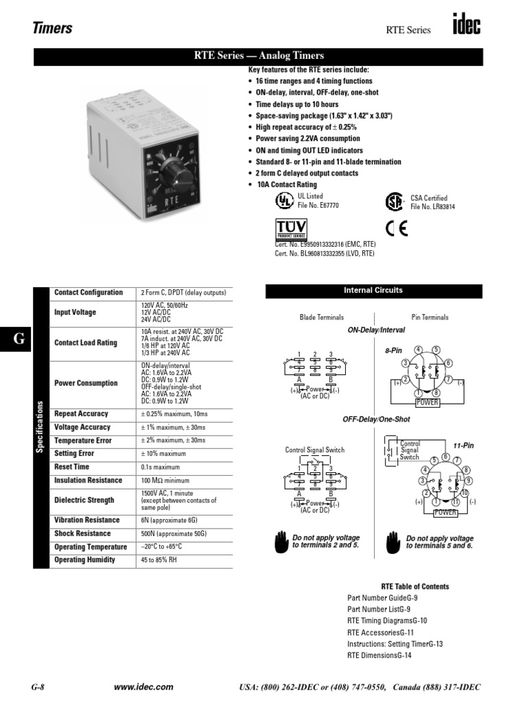 IDEC RTE Series Timer Overview | PDF | Electrical Connector ...