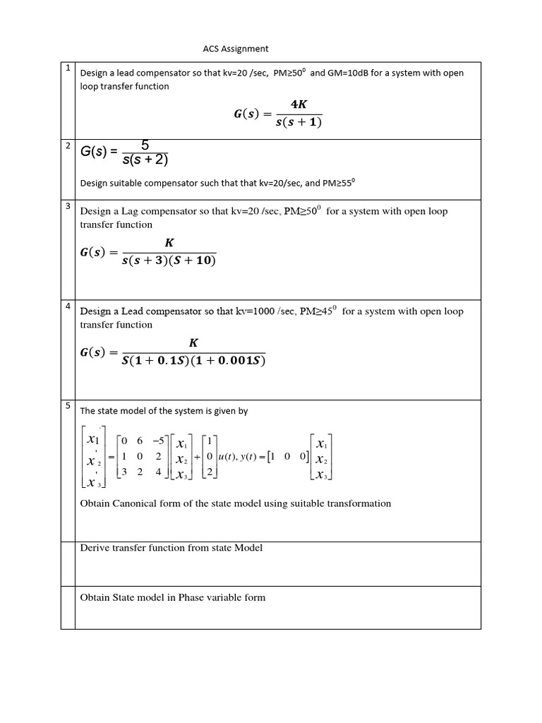 ACS - Assignment 23 24 | PDF | Nonlinear System | Function (Mathematics)