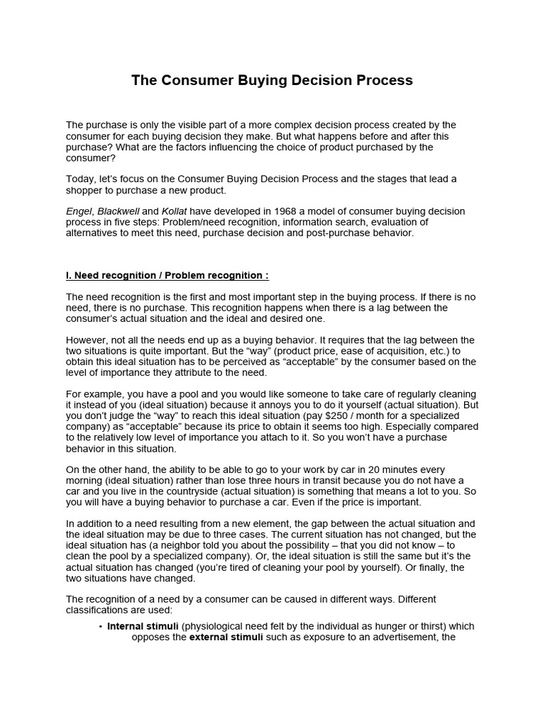 The Consumer Buying Decision Process | PDF | Brand | Behavior