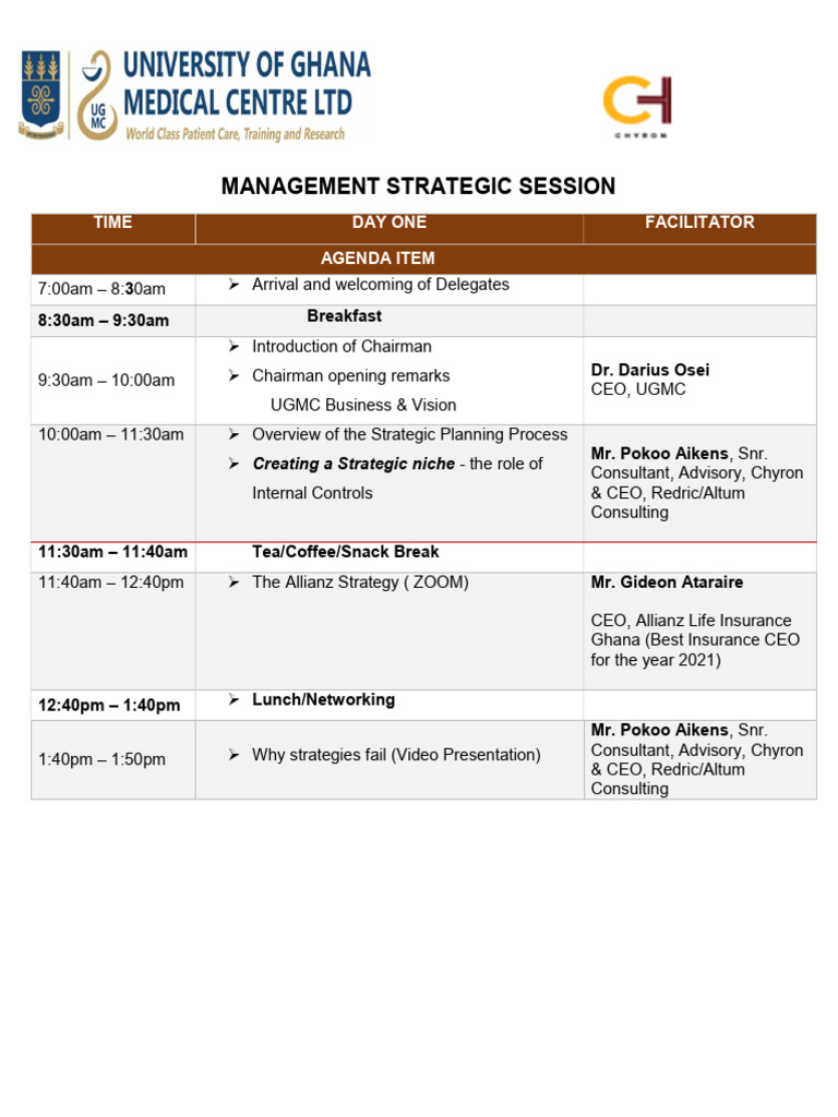 Chyron-ugmc Management Strategic Session Time Table Final | PDF ...
